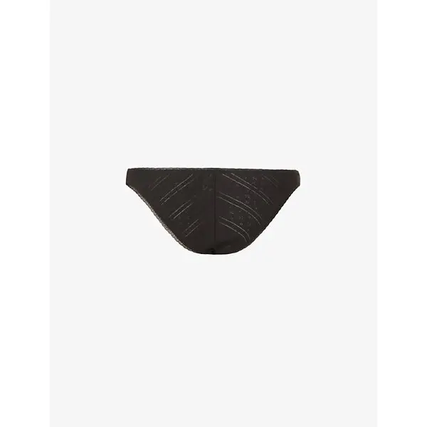 COU COU Pointelle High-rise Cotton Briefs - Black