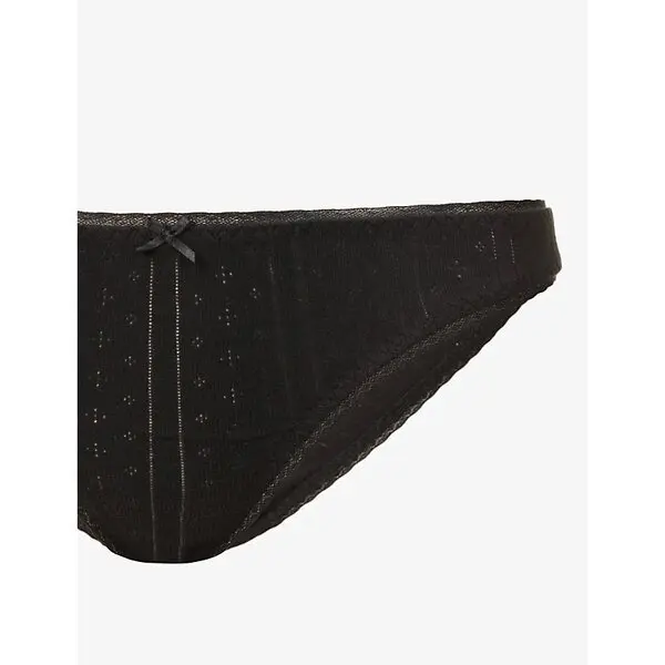 COU COU Pointelle High-rise Cotton Briefs - Black