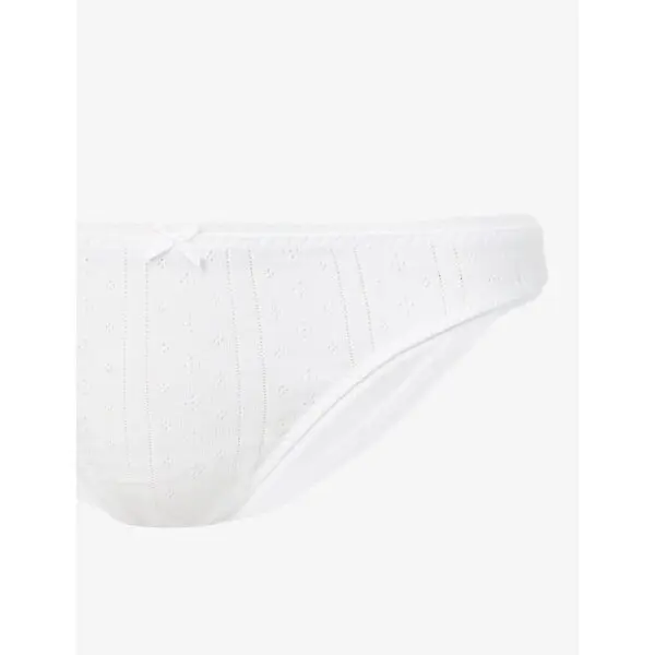COU COU Pointelle High-rise Cotton Briefs - White