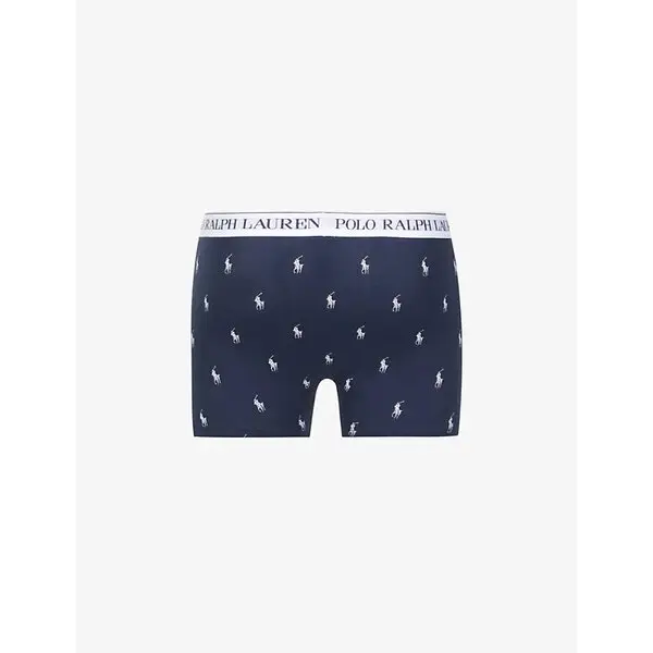 Polo Ralph Lauren Pack Of Three Branded-waistband Stretch-cotton Trunks