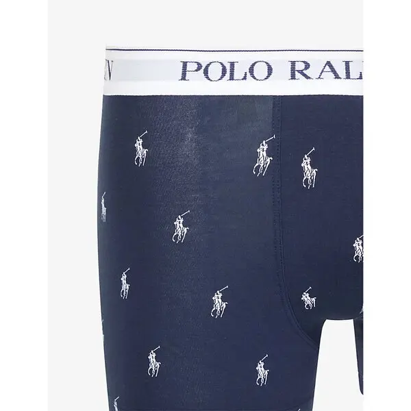 Polo Ralph Lauren Pack Of Three Branded-waistband Stretch-cotton Trunks