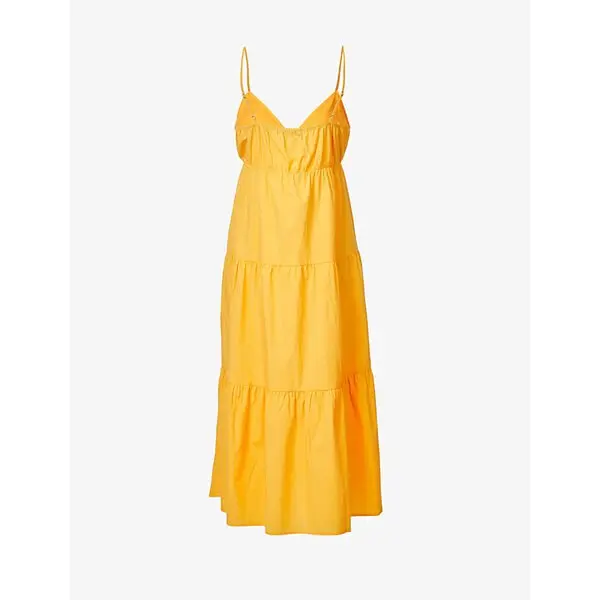 Rails Avril Tiered Organic Cotton-Blend Midi Dress - Marigold | Editorialist