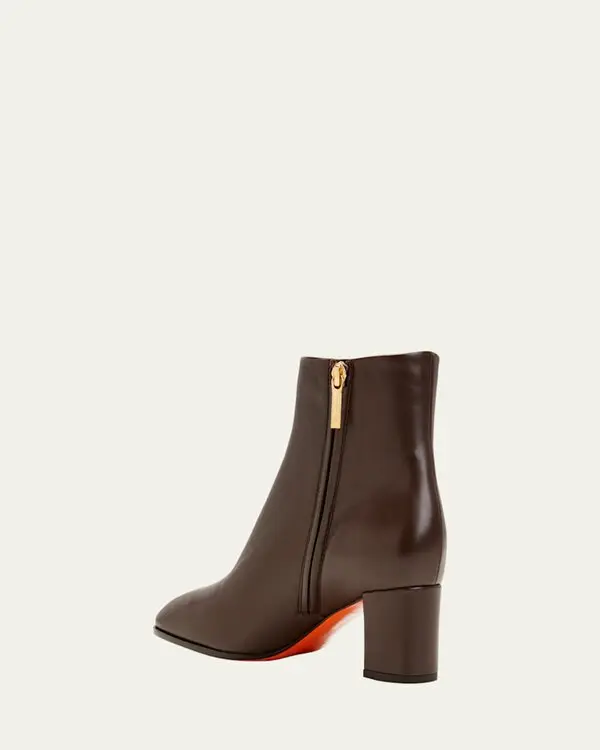 Santoni Halfrida Nappa Zip Ankle Booties - Dark Brown