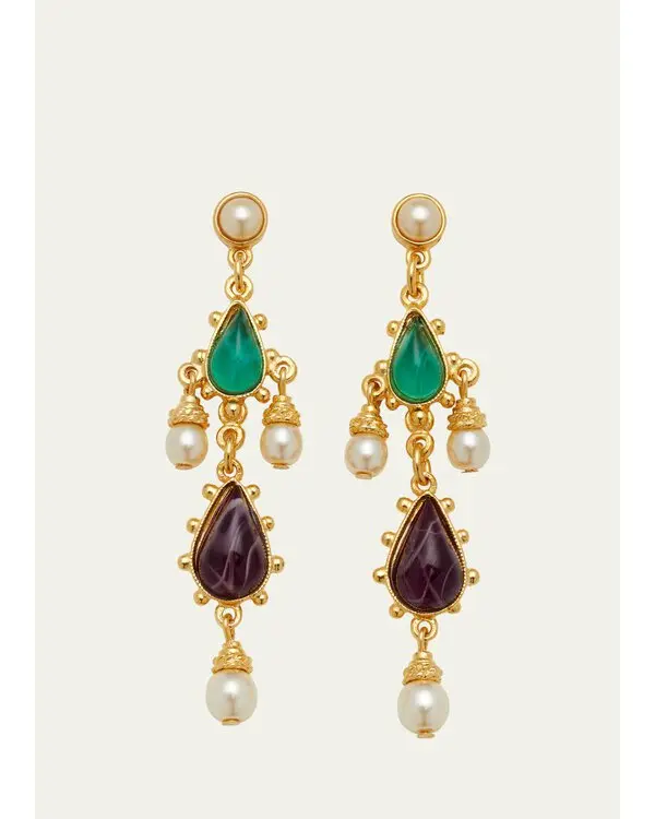 BEN-AMUN Stone And Pearl Earrings