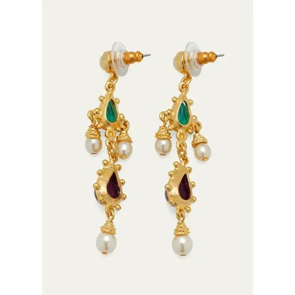 BEN-AMUN Stone And Pearl Earrings