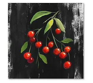 COURTSIDE MARKET Chalkboard Cherries 16x16 Canv As Wall Art - One-color
