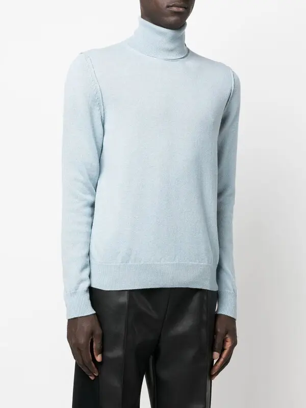 MAISON MARGIELA High-neck Cashmere Sweater - Blue