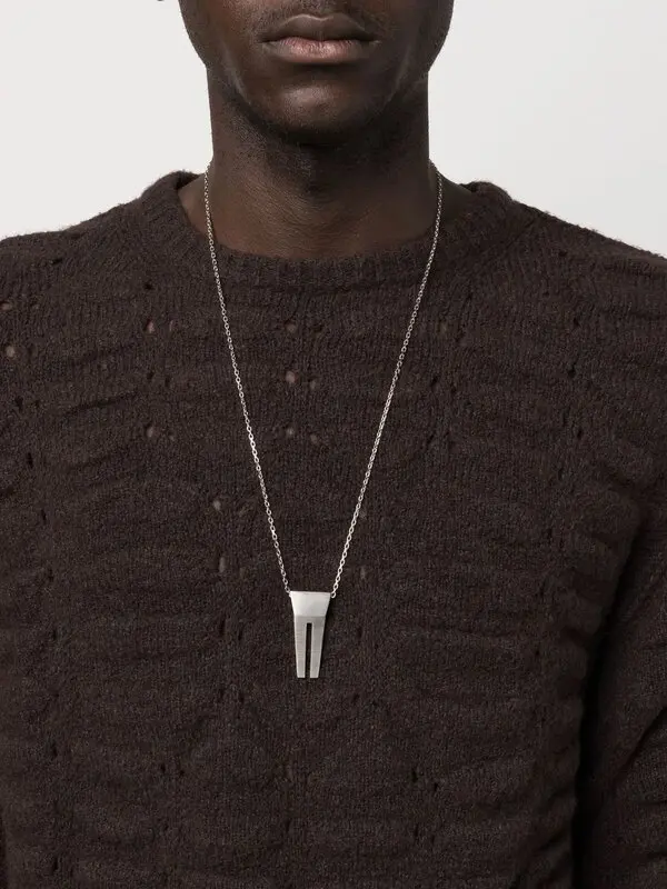 Rick Owens Strobe Open Trunk Charm Necklace In Silver - 40% Off