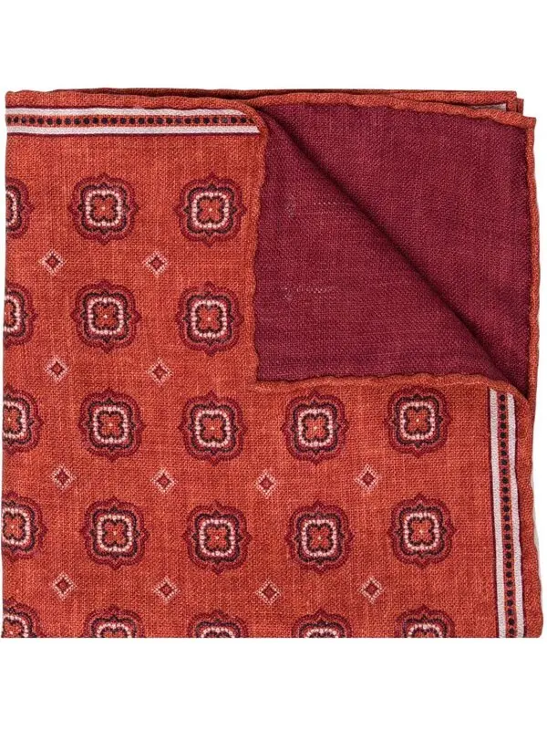 Brunello Cucinelli Geometric-print Pocket Square - Red