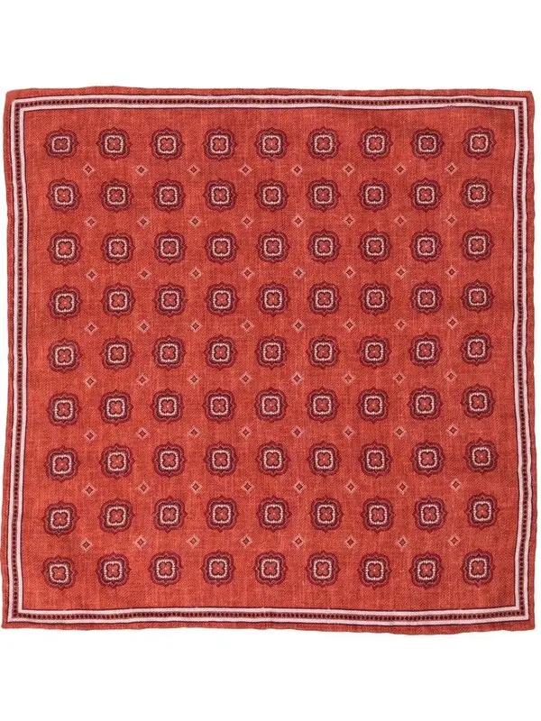 Brunello Cucinelli Geometric-print Pocket Square - Red