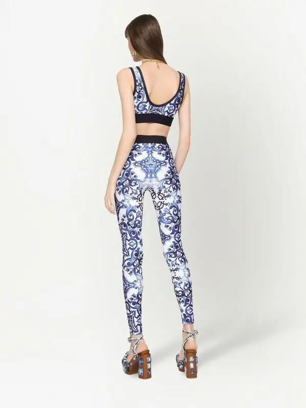 Dolce & Gabbana Majolica-print Cropped Top - Blue