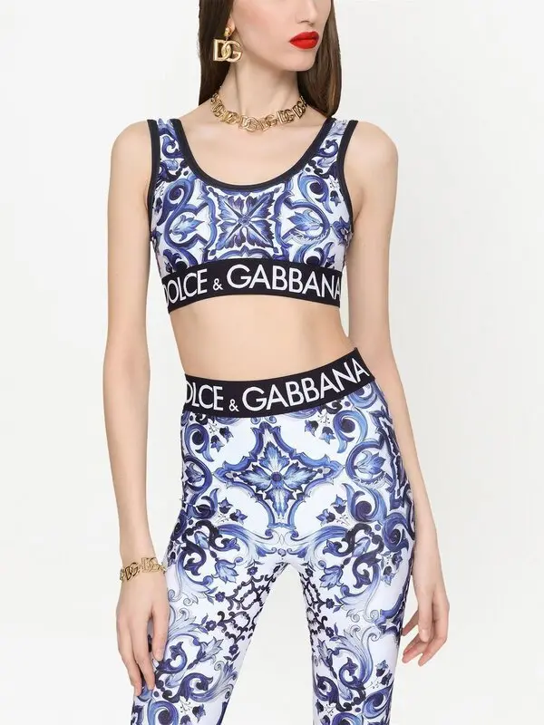 Dolce & Gabbana Majolica-print Cropped Top - Blue