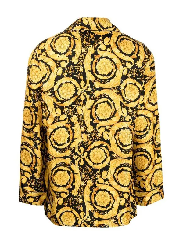 Versace Barocco Silk Pajama Top - Black