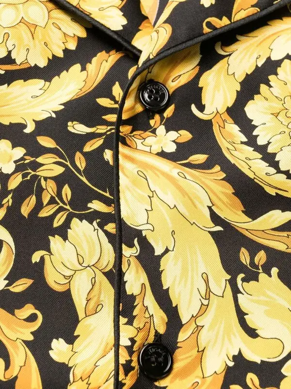 Versace Barocco Silk Pajama Top - Black