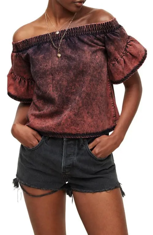 ALLSAINTS Adela Off-the-shoulder Top - Acid Peach