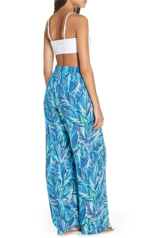 La Blanca Sketched Leaves Side Slit Cover-up Pants