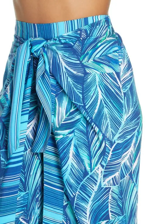 La Blanca Sketched Leaves Side Slit Cover-up Pants