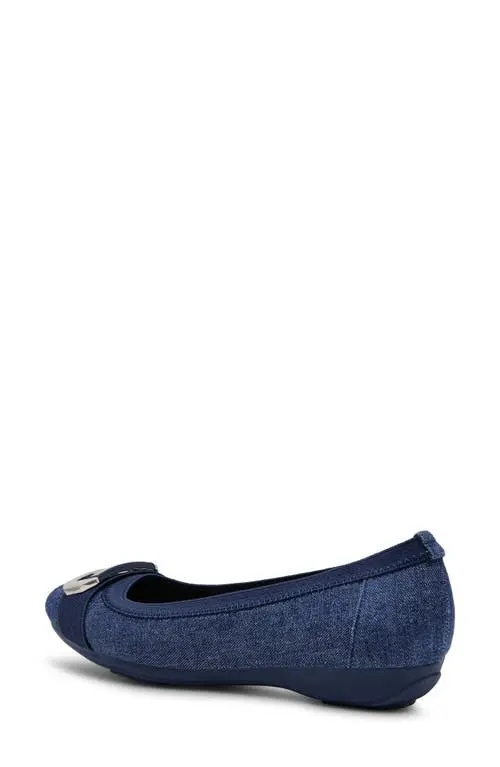Anne Klein Geometric Buckle Flat - Denim