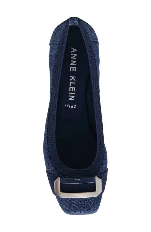 Anne Klein Geometric Buckle Flat - Denim