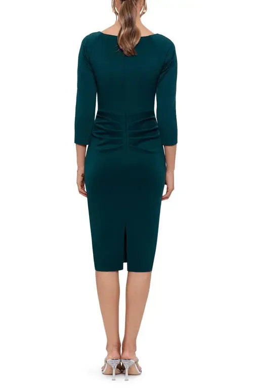 Xscape Evenings Ruffle Long Sleeve Scuba Sheath Cocktail Dress In Hunter -  35% Off | Editorialist