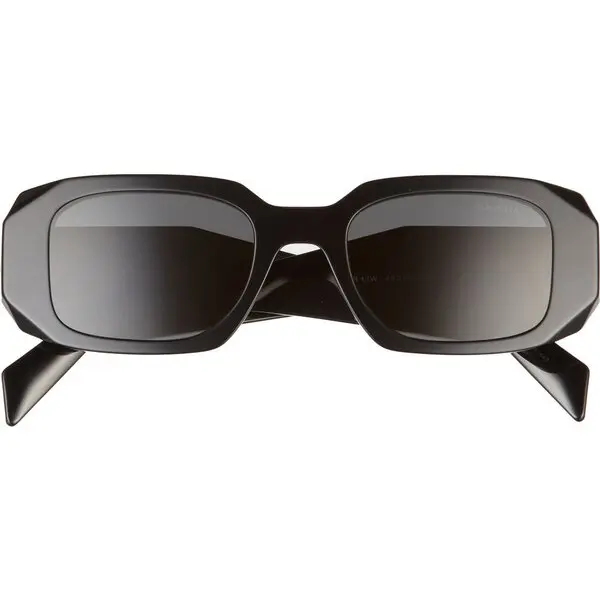 Prada Runway Rectangular Sunglasses - Black/ Dark Grey