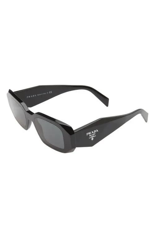 Prada Runway Rectangular Sunglasses - Black/ Dark Grey