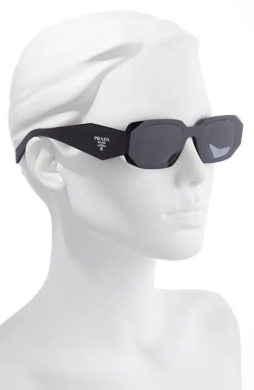 Prada Runway Rectangular Sunglasses - Black/ Dark Grey