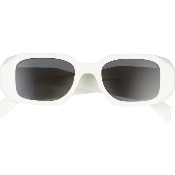 Prada Runway Rectangular Sunglasses - Talc/ Dark Grey