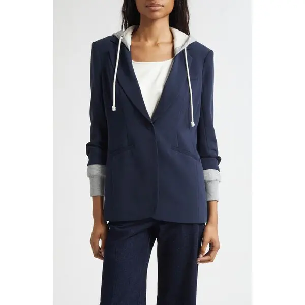 Cinq À Sept Hooded Khloe Jacket - Navy/heather Grey