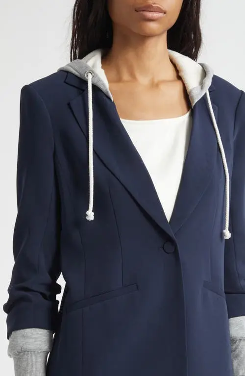 Cinq À Sept Hooded Khloe Jacket - Navy/heather Grey