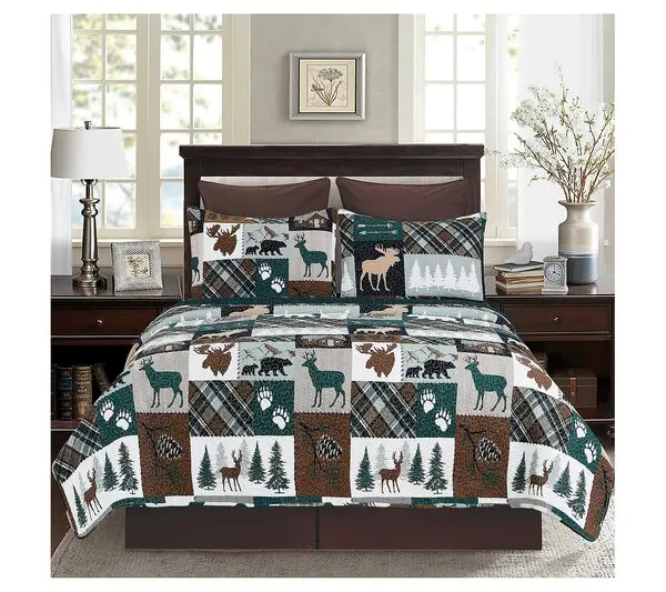 VALERIE PARR HILL Fletcher Forest 3-piece Cotton Full/queen Quilt Set Valerie - One-color