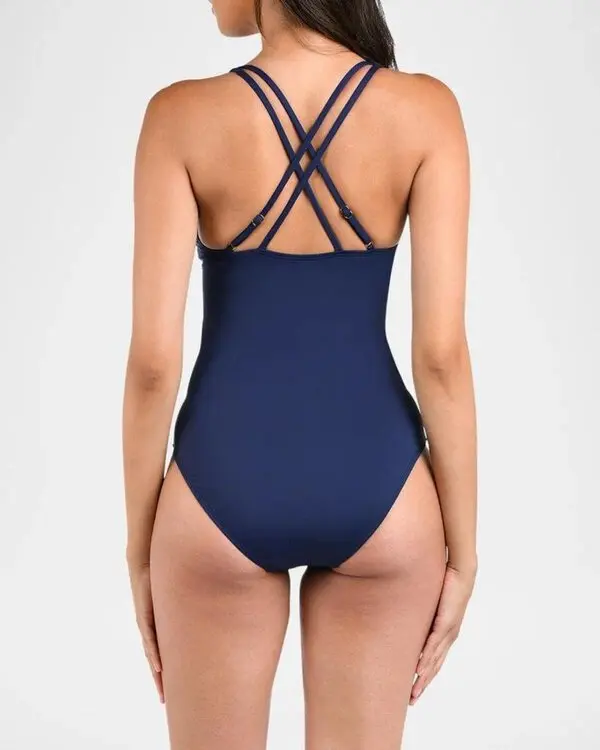 La Blanca Lace-up One-piece Swimsuit - Indigo