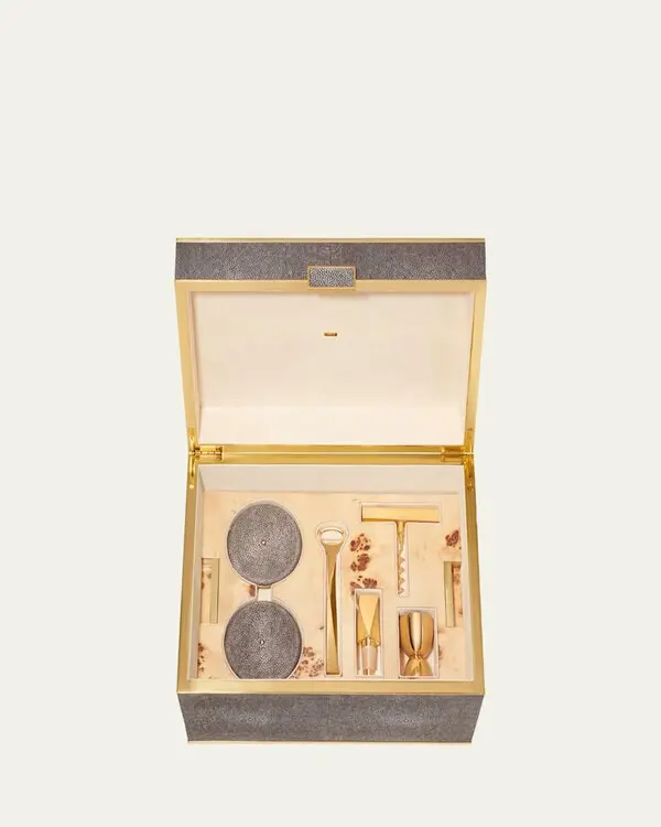 Aerin Classic Faux Shagreen Bar Set