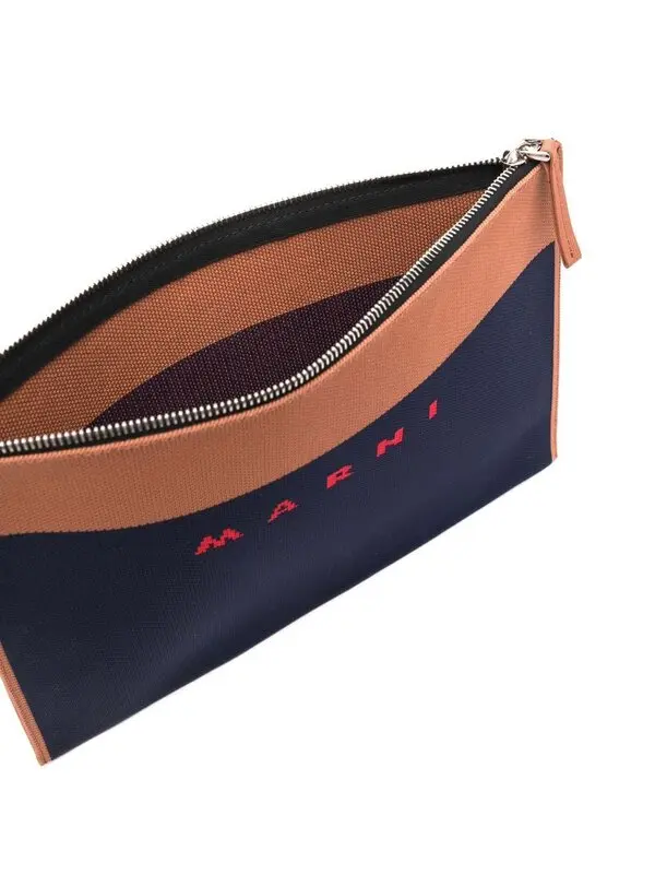 Marni Logo Print Clutch - Blue