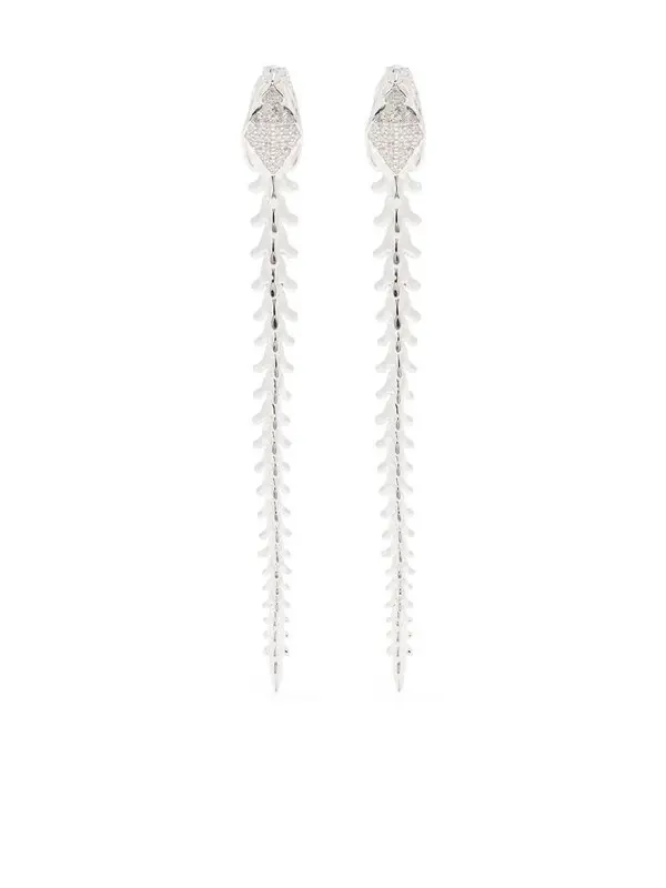 SHAUN LEANE Serpent Trace Diamond Drop Earrings - Silver
