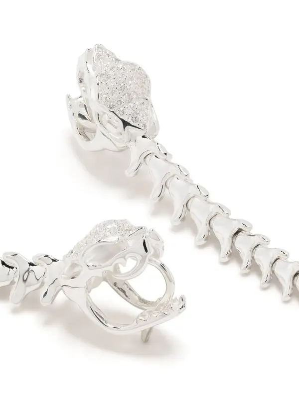 SHAUN LEANE Serpent Trace Diamond Drop Earrings - Silver