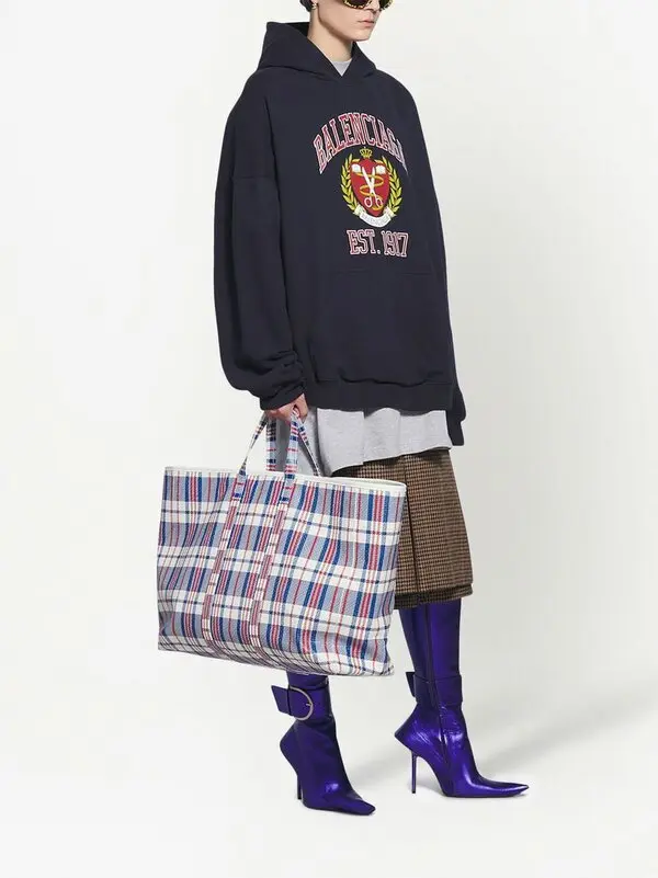 Balenciaga Large Barbes East-West Tote Bag - Blue | Editorialist