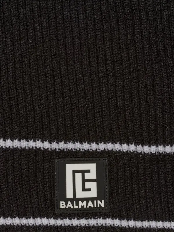 Balmain Logo-patch Ribbed Scarf