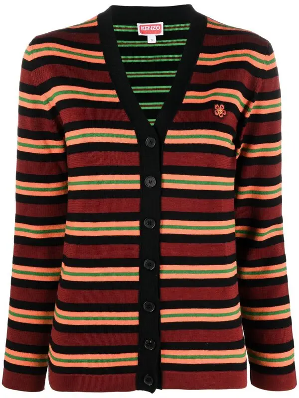 Kenzo Boke Flower Striped Cardigan - Red