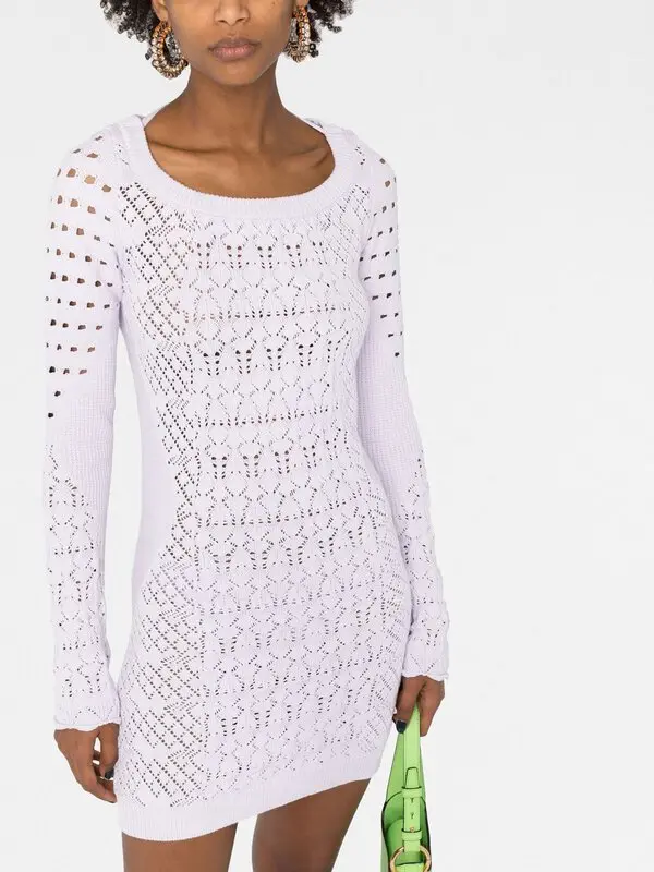 Attico Open-knit Minidress - Purple