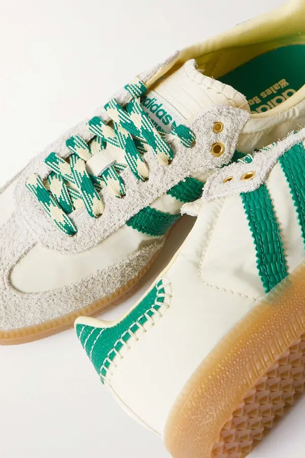 Adidas Originals By Alexander Wang Wales Bonner Samba Lizard-Effect Leather  And Suede-Trimmed Shell Sneakers - Cream | Editorialist