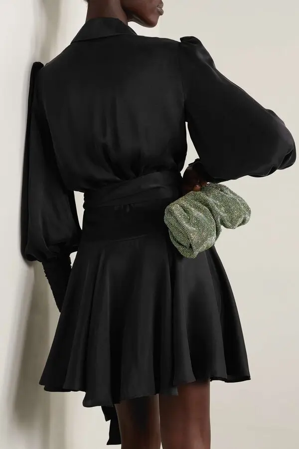 Zimmermann Ruffled Silk-satin Mini Wrap Dress