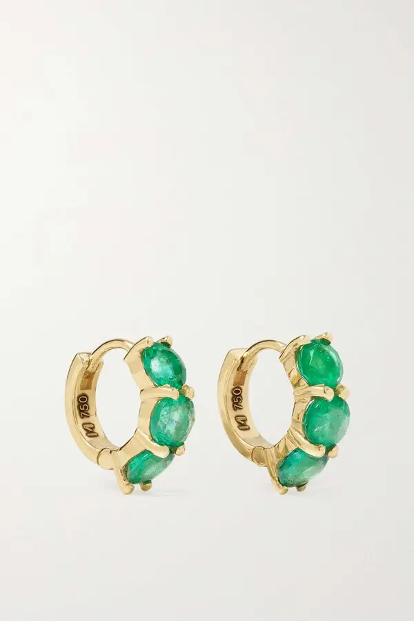 Ileana Makri 18-karat Emerald Hoop Earrings