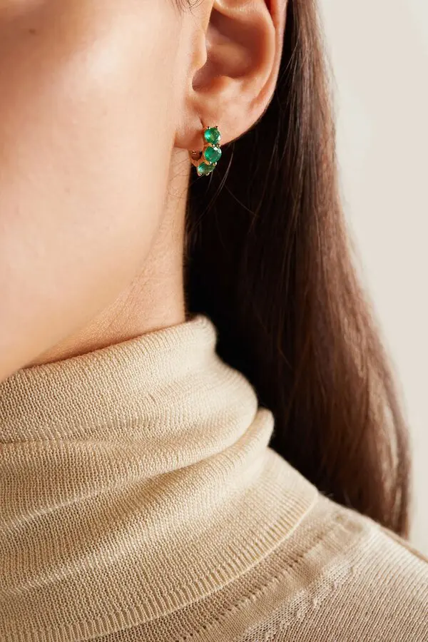 Ileana Makri 18-karat Emerald Hoop Earrings