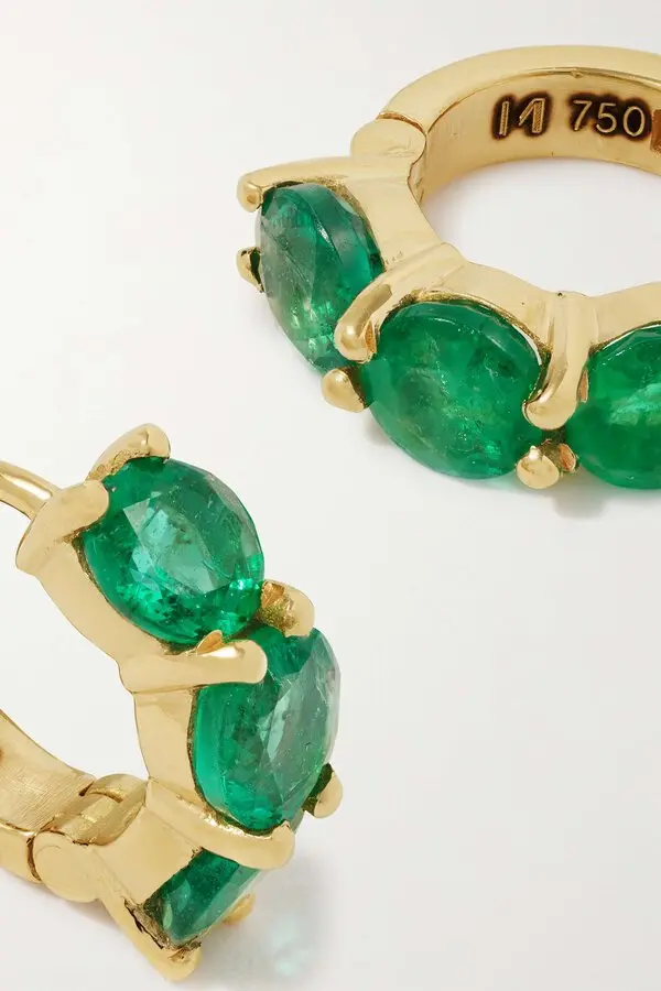 Ileana Makri 18-karat Emerald Hoop Earrings