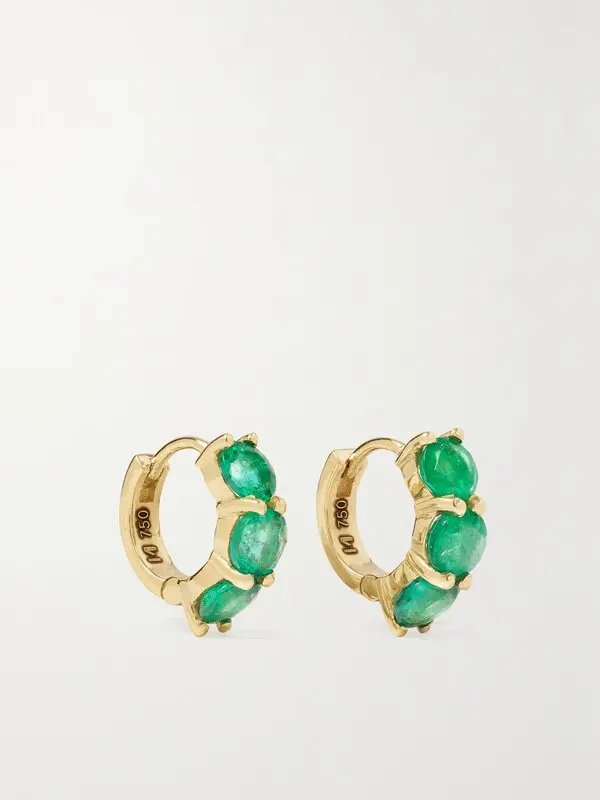 Ileana Makri 18-karat Emerald Hoop Earrings - Green