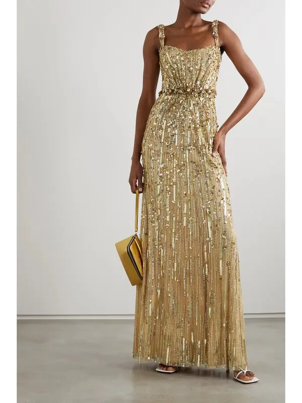Jenny Packham Bright Gem Embellished Tulle Gown