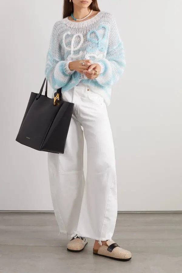 Loewe Embroidered Striped Mohair-blend Sweater