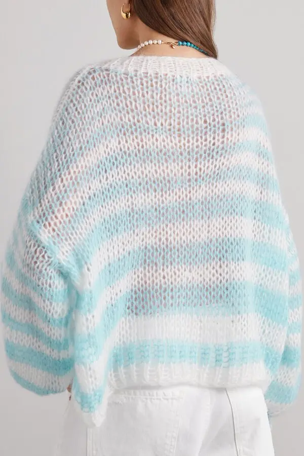 Loewe Embroidered Striped Mohair-blend Sweater