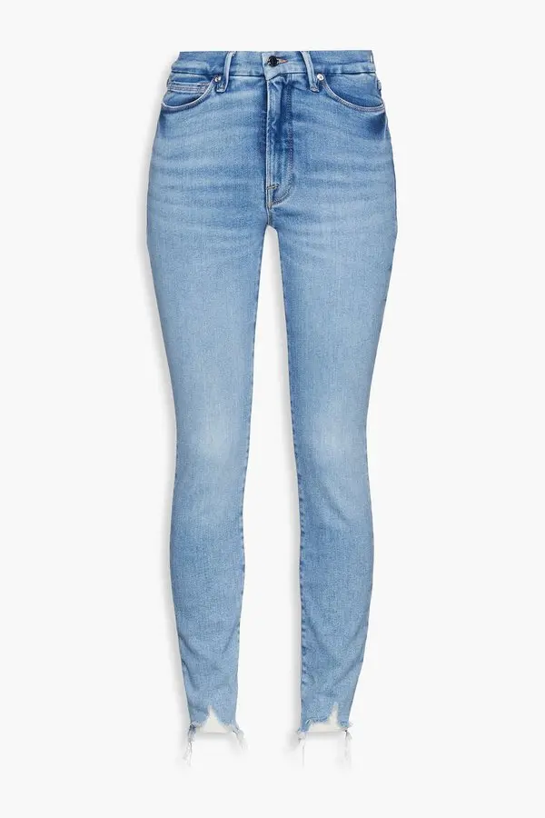 Good American Good Legs Distressed Midrise Skinny Jeans - Light Denim